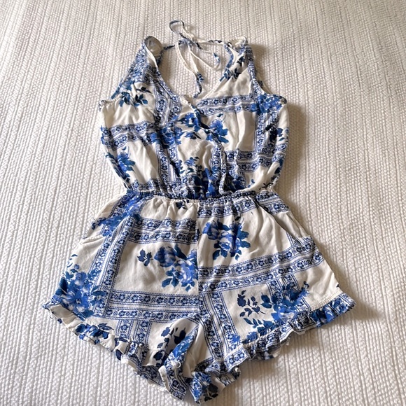 Pants & Jumpsuits | Soft And Breezy Delft Blue Romper | Poshmark